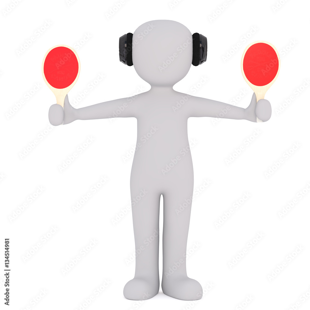 Cartoon Air Traffic Controller with Red Paddles Stock Illustration ...