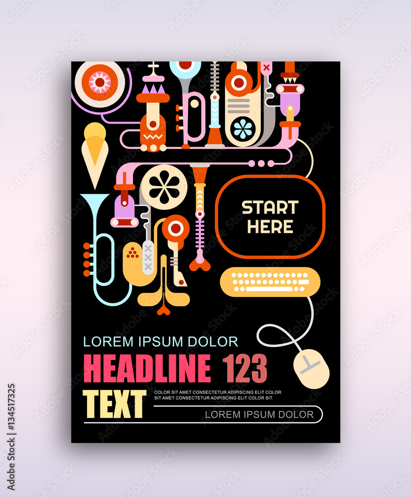 Computer Network Concept Poster Template Stock Vector | Adobe Stock