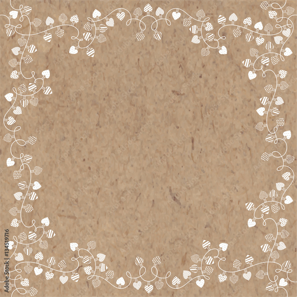 The square frame with garlands of love hearts. Vector illustration with ...