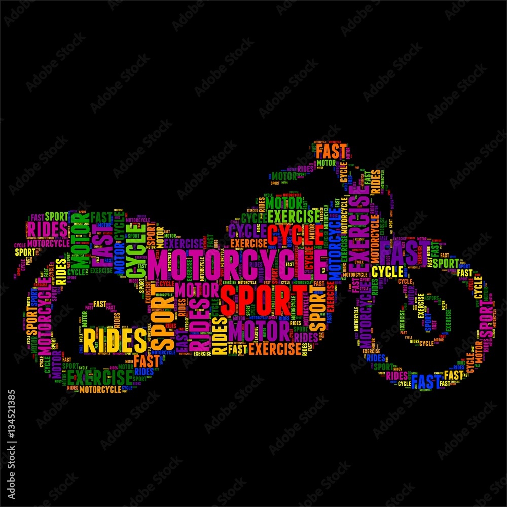 motorcycle Typography word cloud colorful Vector illustration vector de ...
