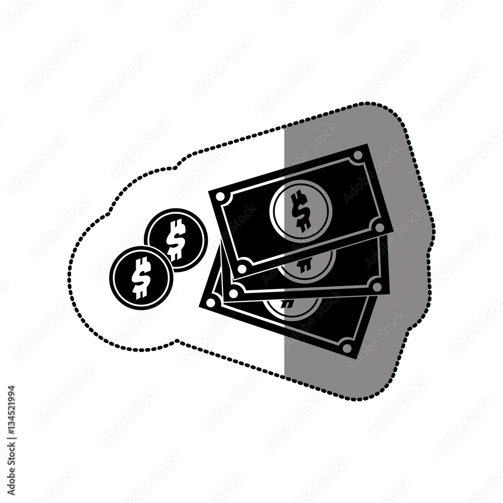 Billets and coins icon vector illustration graphic design Stock Vector ...