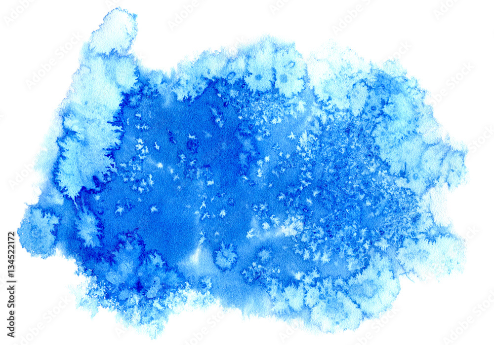 Blue watery illustration. Abstract watercolor hand drawn image.Wet ...
