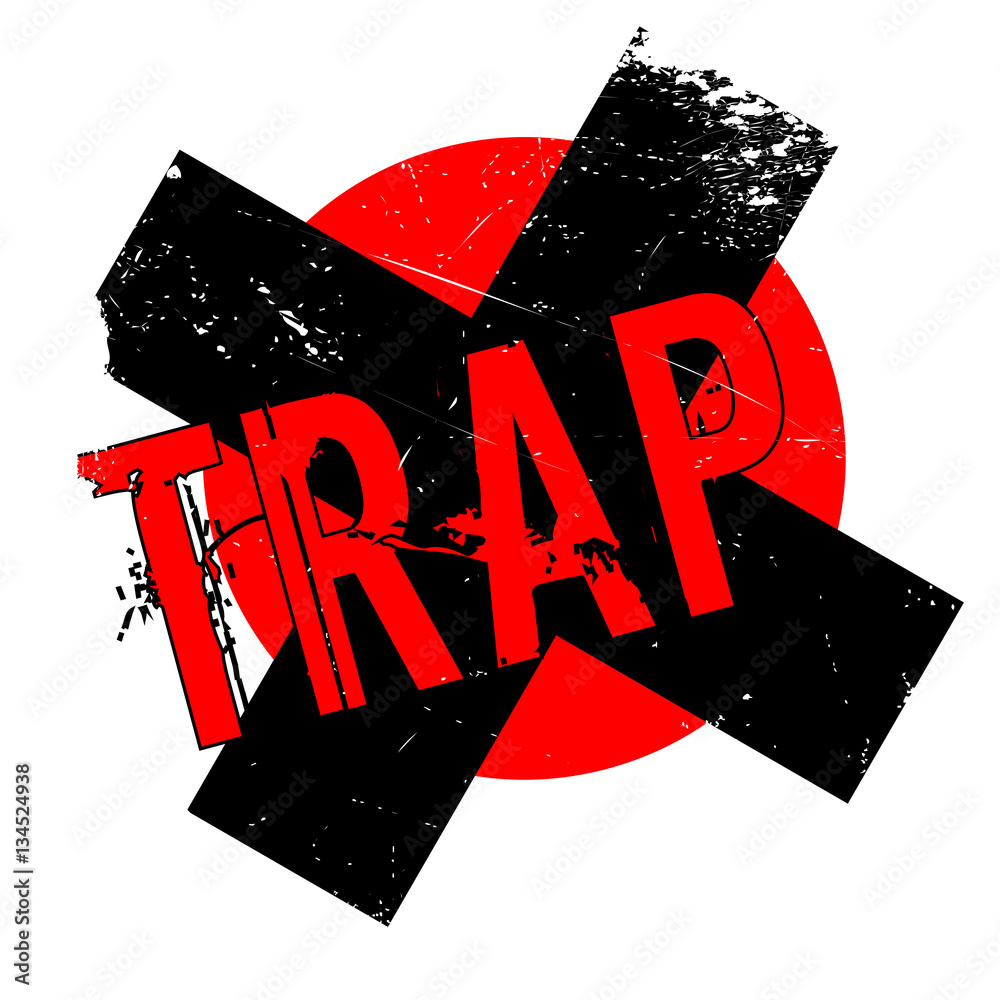 Vetor de Trap rubber stamp. Grunge design with dust scratches. Effects ...