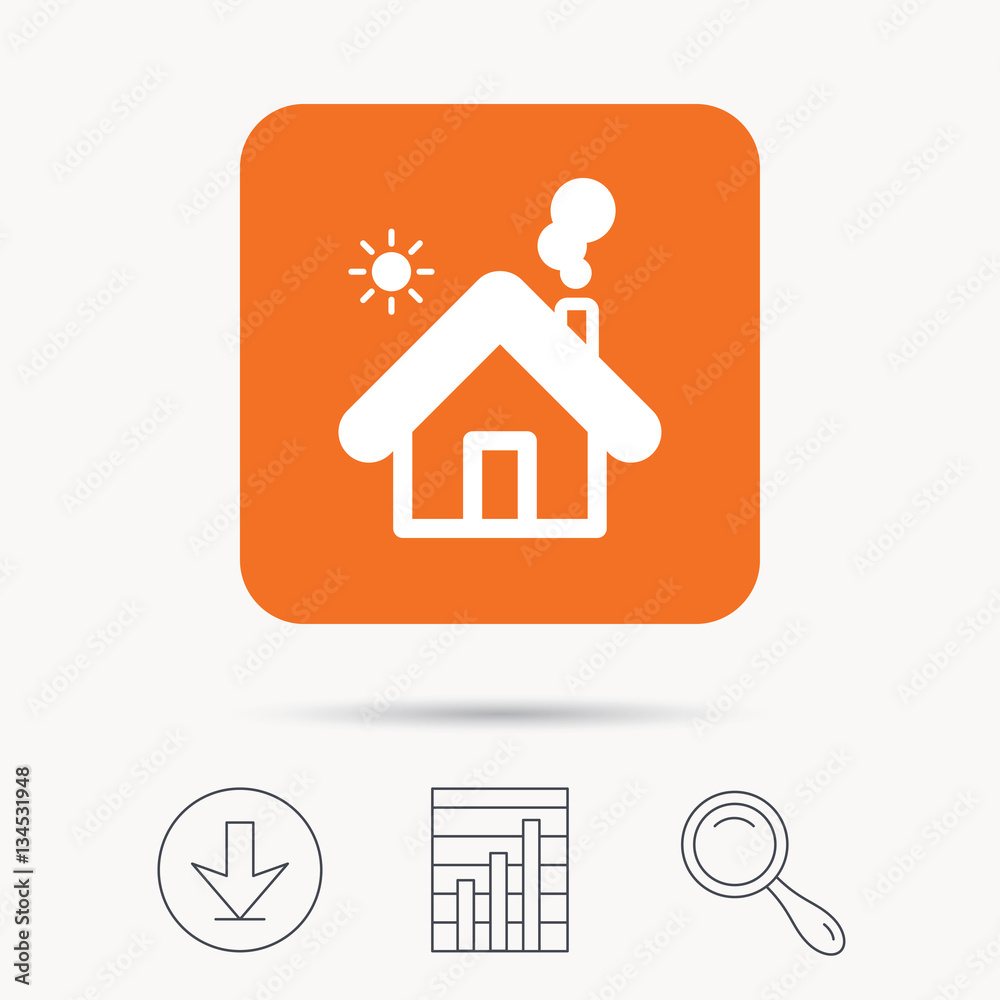 Home icon. House building symbol. Real estate construction. Report ...
