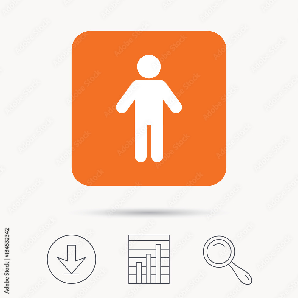Man icon. Male human symbol. User sign. Report chart, download and ...