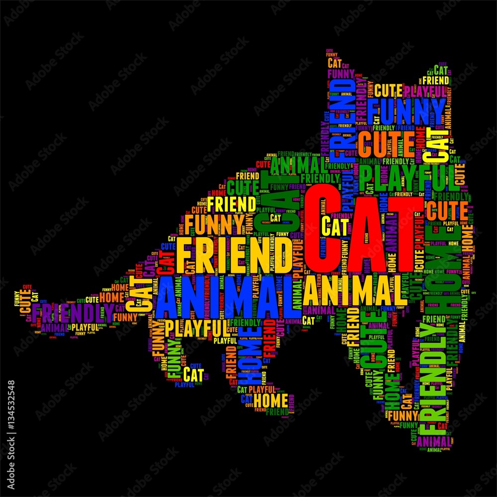 Cat Typography word cloud colorful Vector illustration Stock Vector ...
