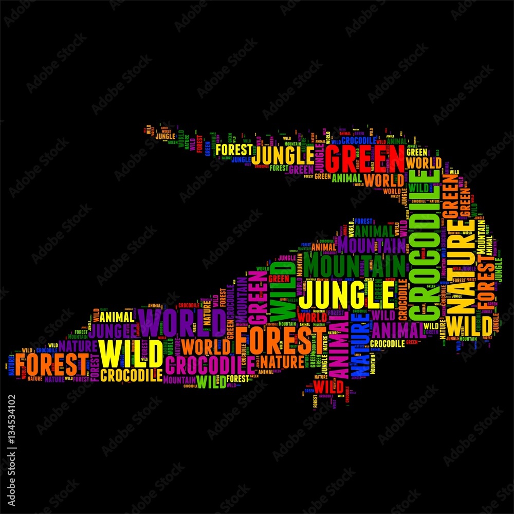 crocodile Typography word cloud colorful Vector illustration Stock ...