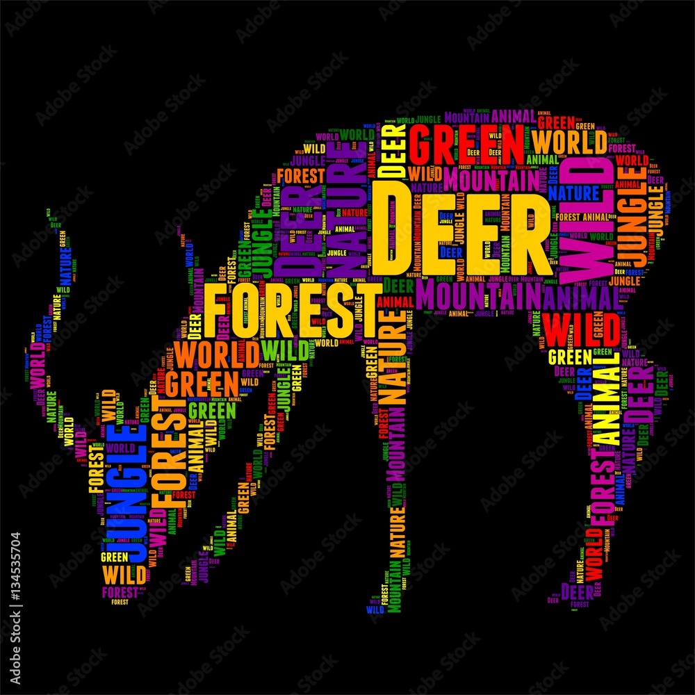 Deer Typography word cloud colorful Vector illustration Stock Vector ...