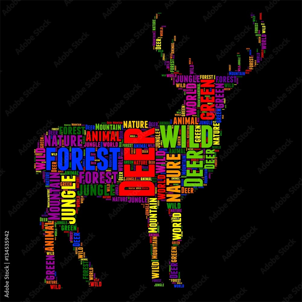 Deer Typography word cloud colorful Vector illustration Stock Vector ...
