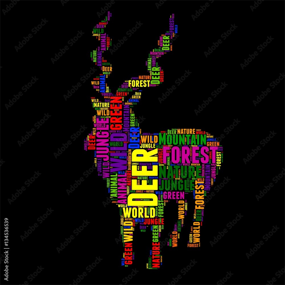 Deer Typography word cloud colorful Vector illustration Stock Vector ...