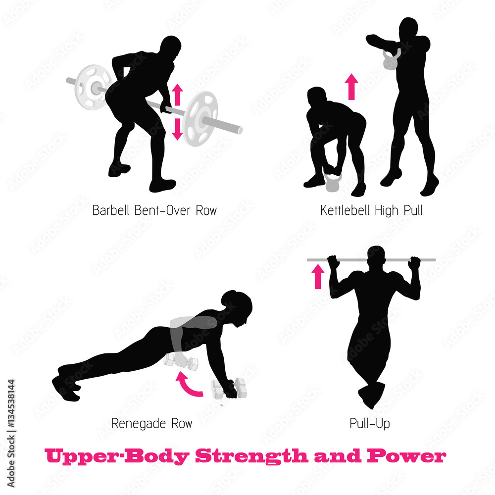 excercise physical muscle silhouette illustration vector set Stock ...