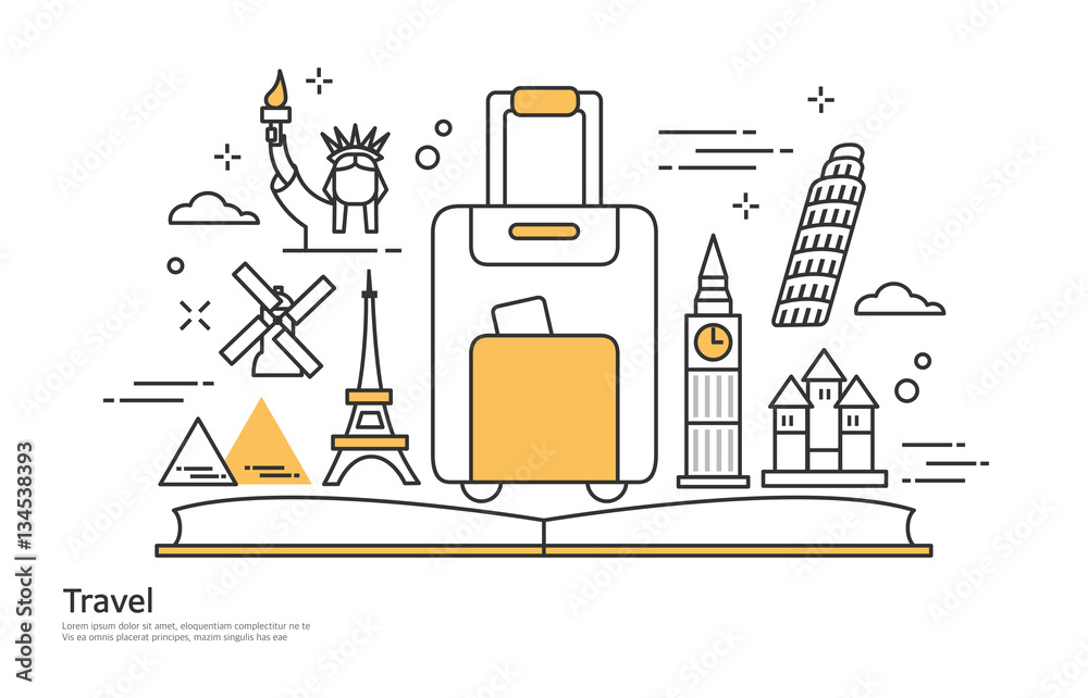 Travel Line illustration Stock Vector | Adobe Stock