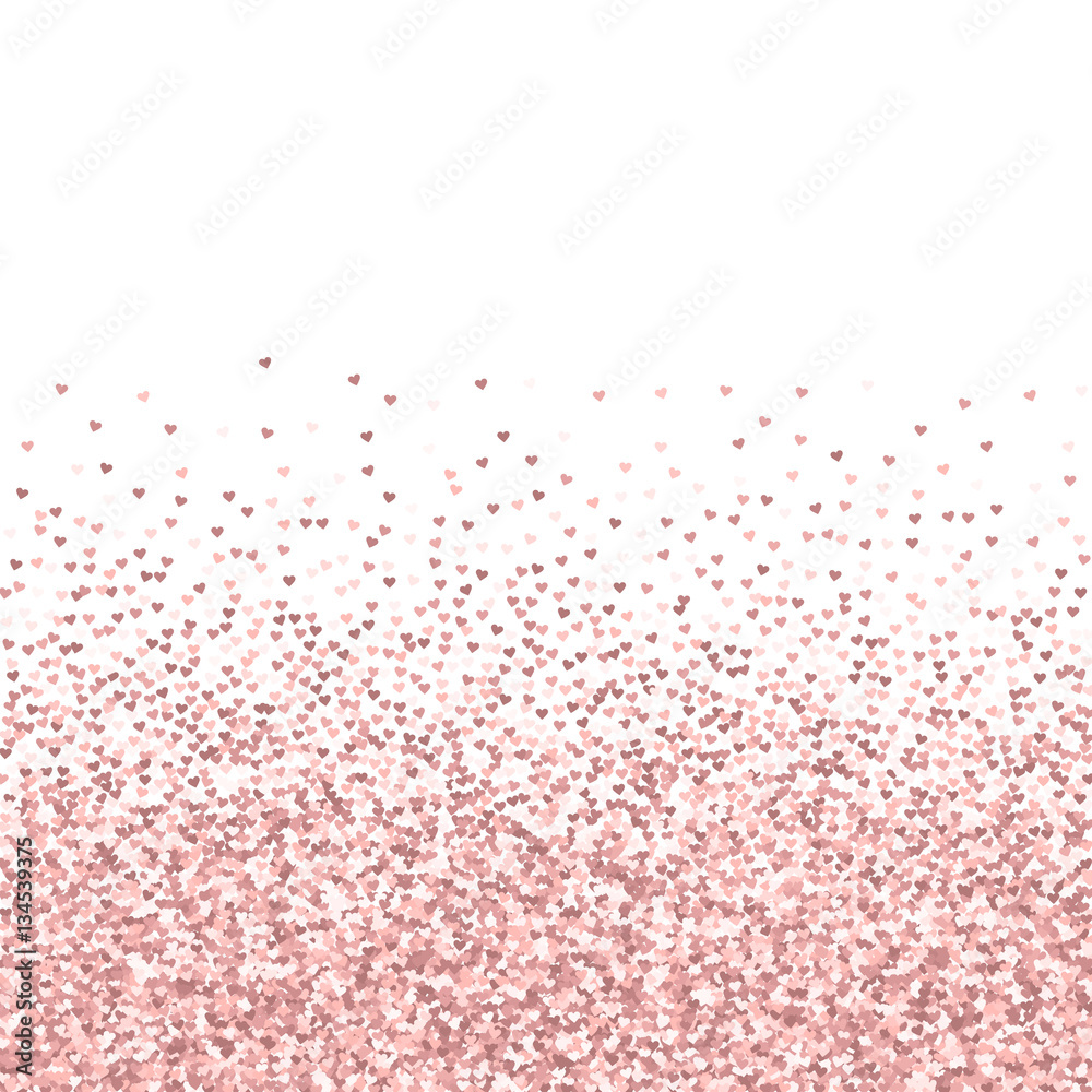 Pink golden glitter made of hearts. Scatter bottom gradient on white ...