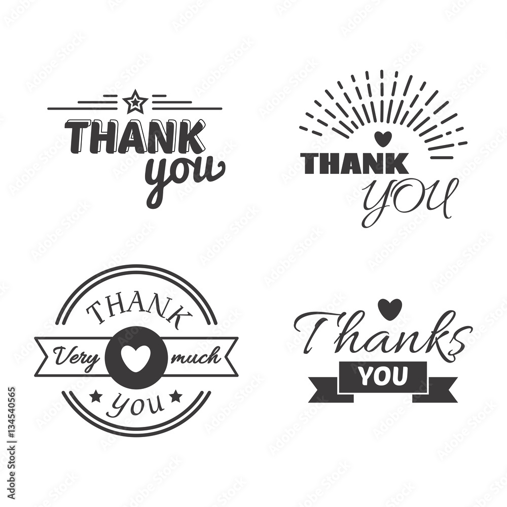 Thank you text lettering vector badge. Stock Vector | Adobe Stock