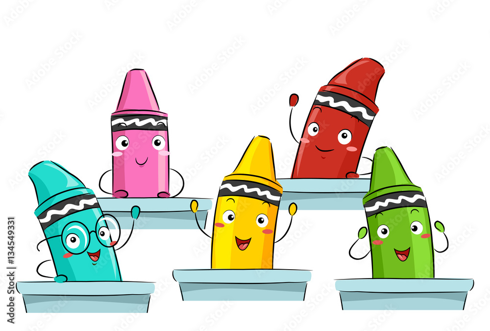Mascot Crayons Class Stock Vector | Adobe Stock
