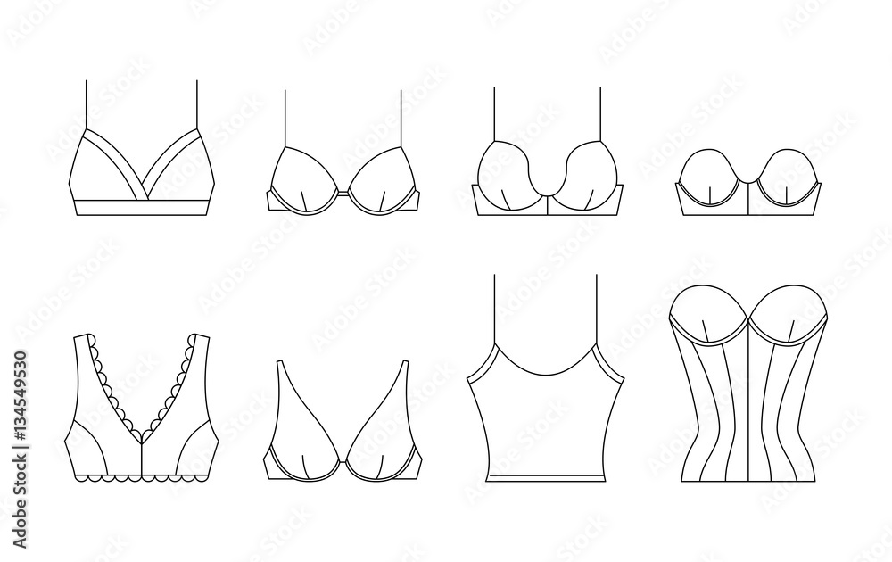 Fashion female underwear icons. Beautiful feminine lacy bra. Sexy ...