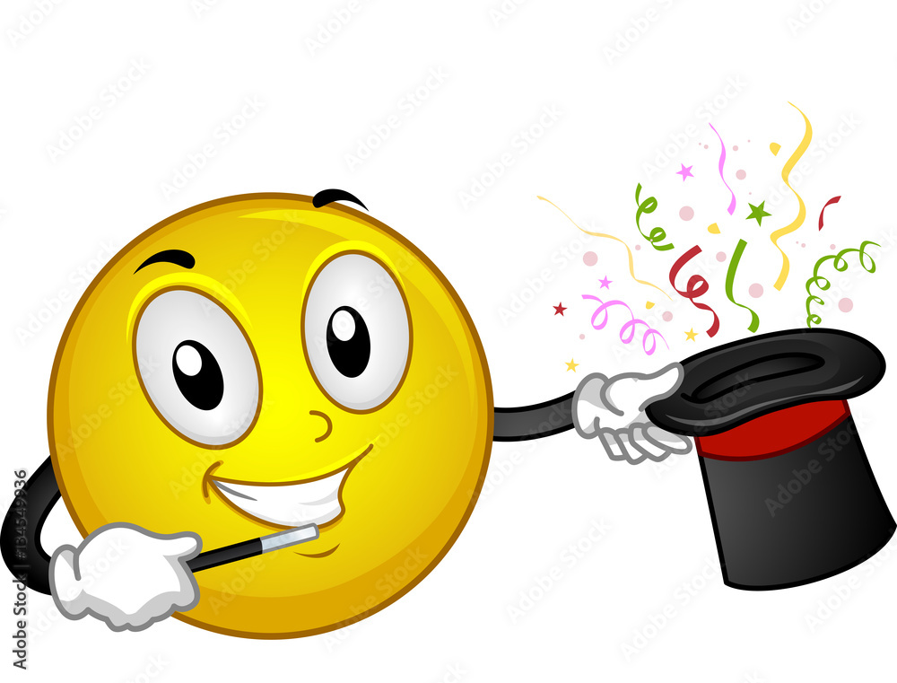 Smiley Magician Hat Confetti Stock Vector | Adobe Stock