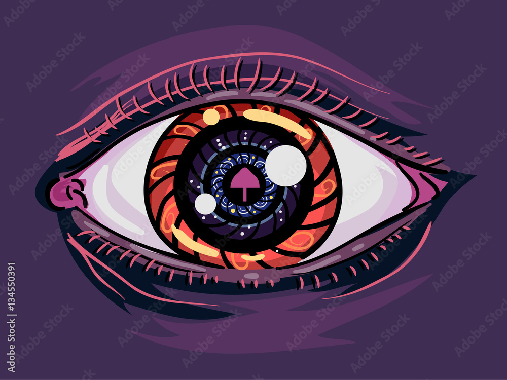 Psychedelic Mushroom Eye Addict Stock Vector | Adobe Stock