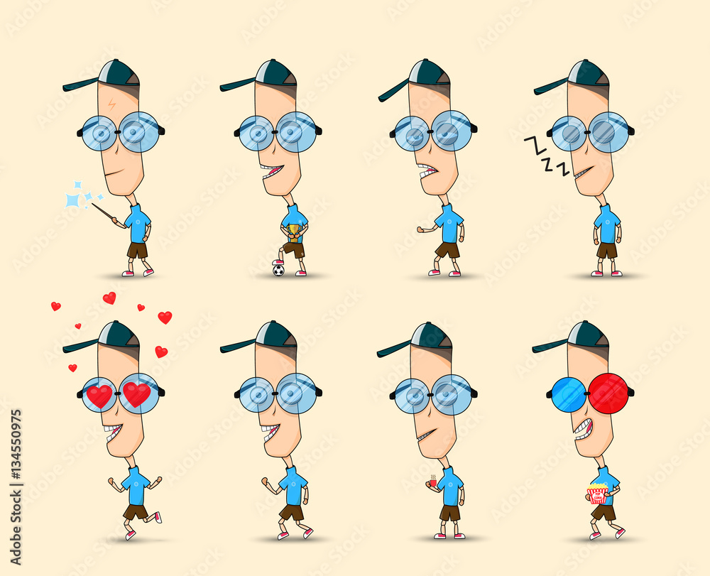 Different type of one character illustration Stock Vector | Adobe Stock