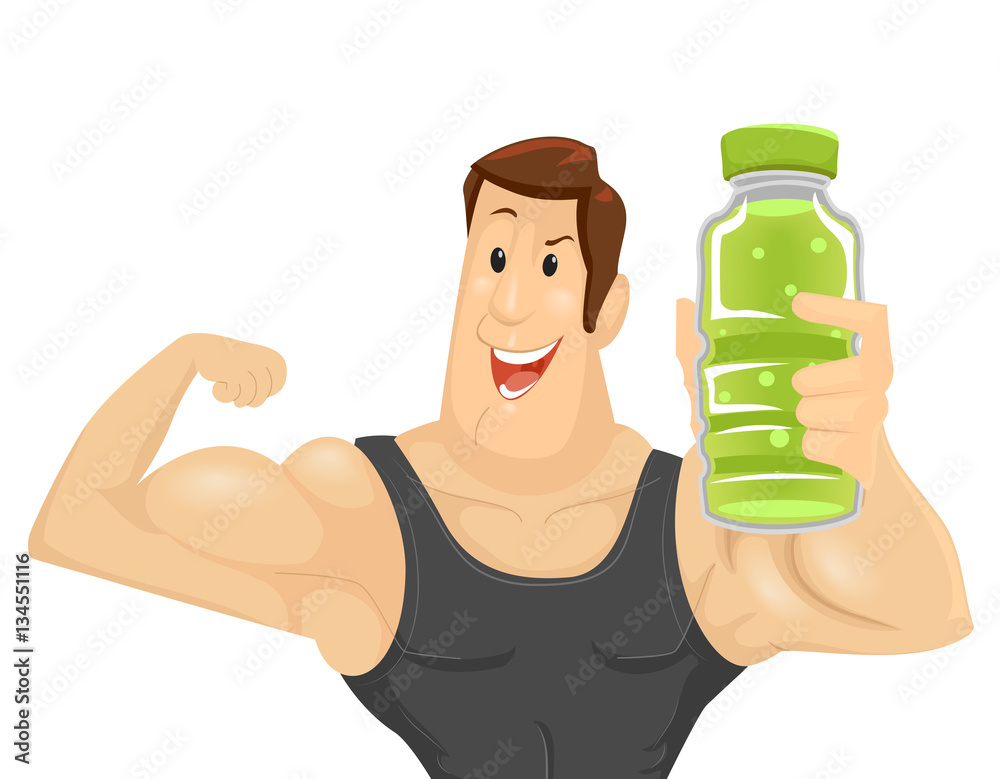 Man Muscle Energy Drink Stock Vector | Adobe Stock