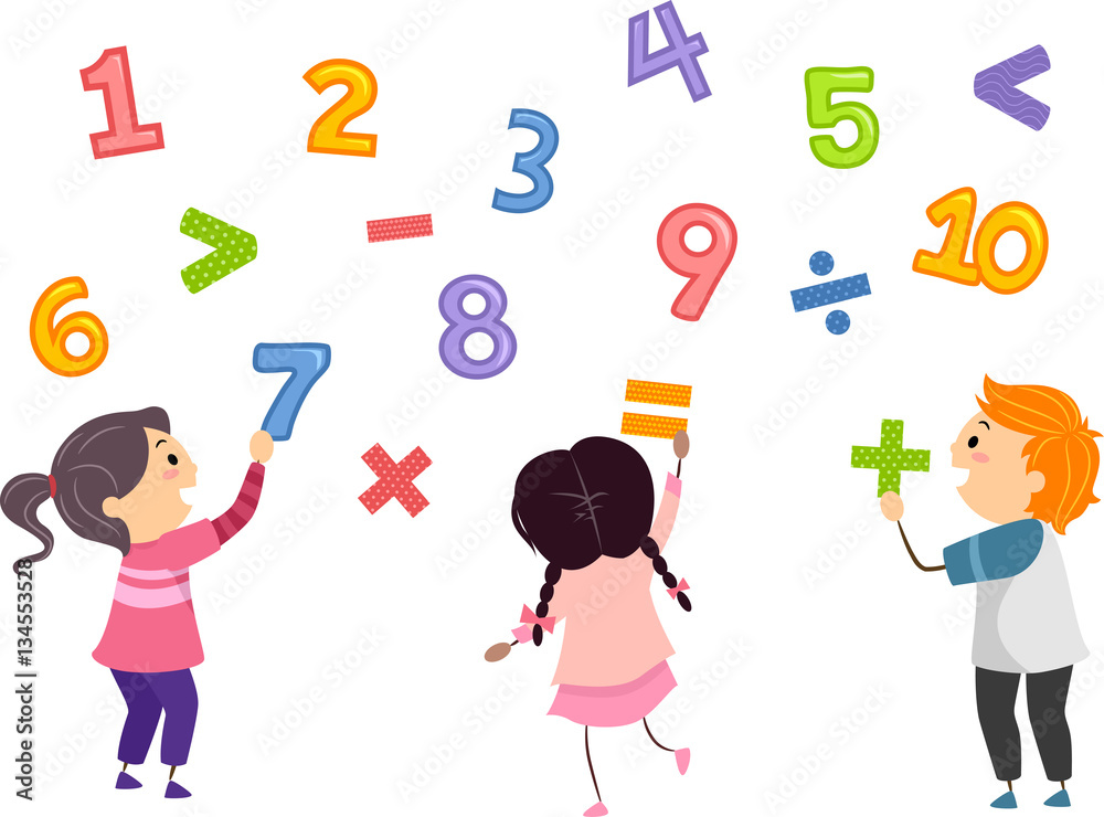 Stickman Kids Math Numbers Stock Vector | Adobe Stock