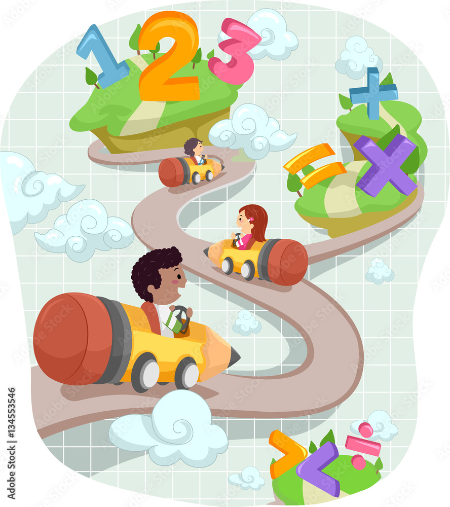 Stickman Kids Math Sky Island Stock Vector | Adobe Stock