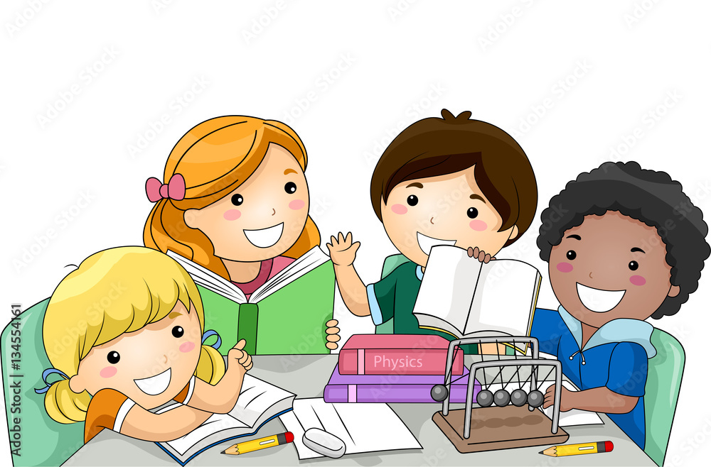 Kids Physics Group Study Stock Vector | Adobe Stock