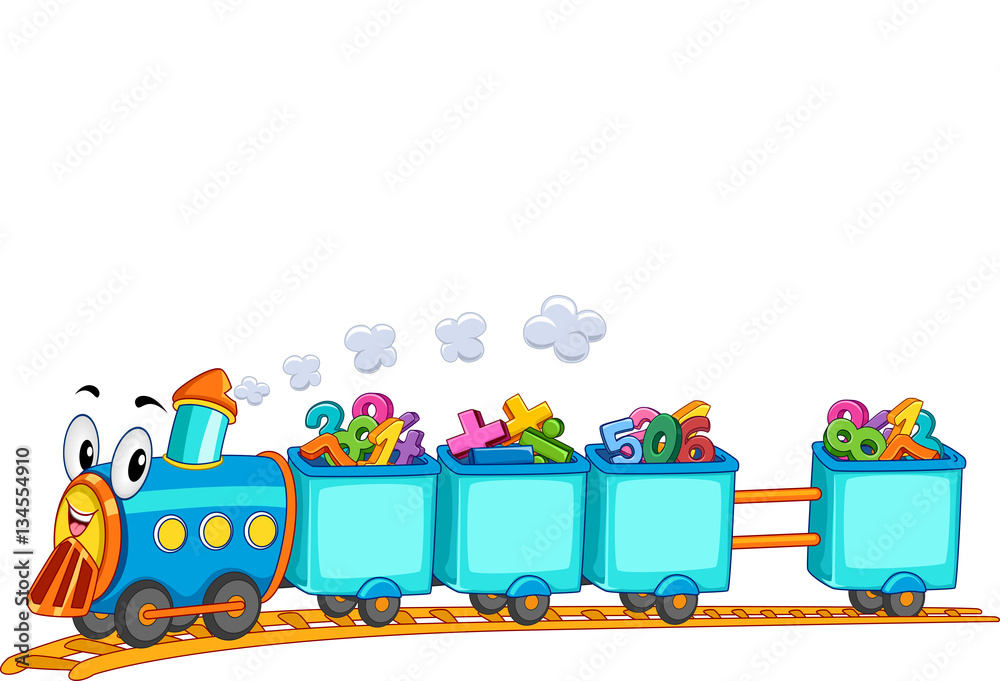 Math Numbers Train Mascot Stock Vector | Adobe Stock