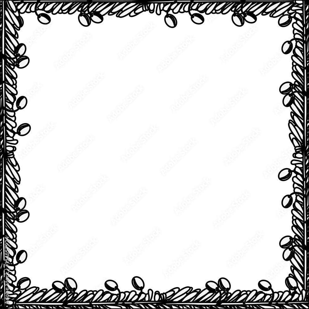 silhouette border with leaves and fruits vector illustration Stock ...