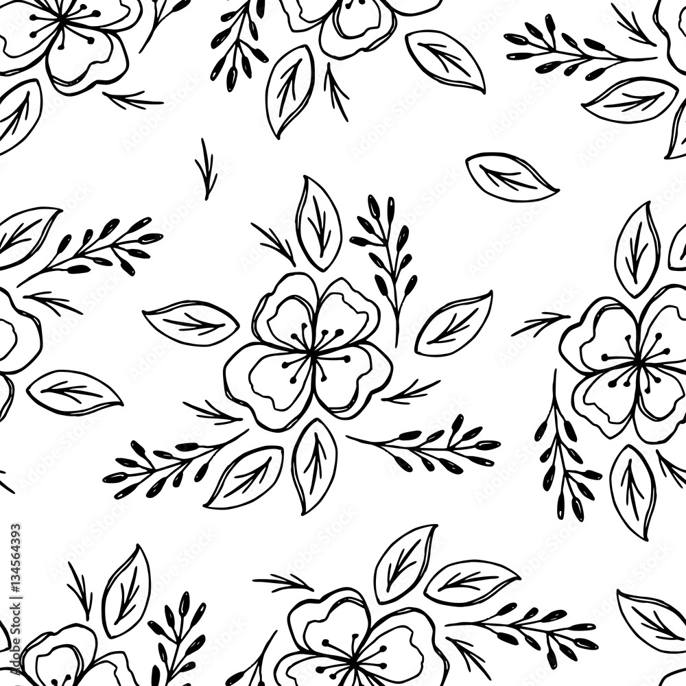 Beautiful seamless pattern with spring flowers. Can be used for ...