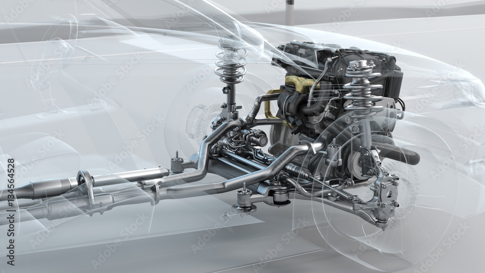 City car structure overview during driving. 3d illustration Stock ...