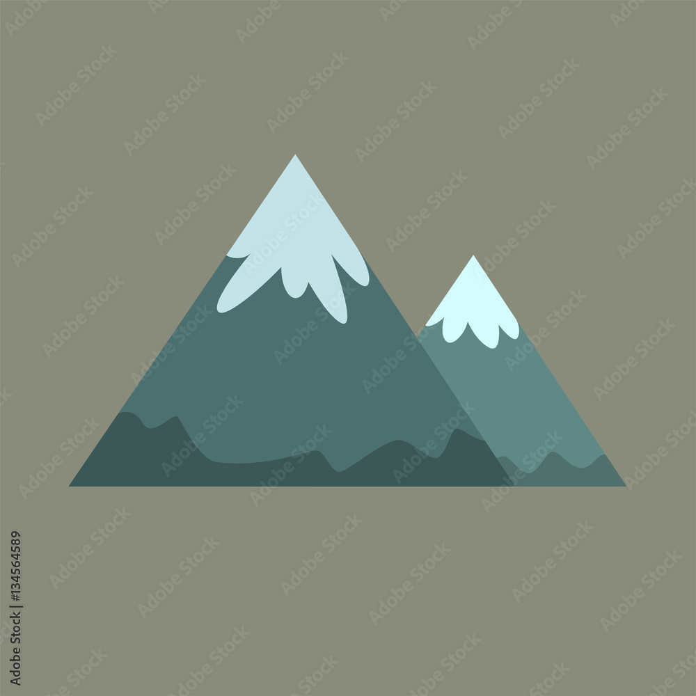 Two mountains in flat cartoon style for design Stock Vector | Adobe Stock