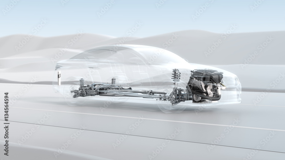 Abstract city car structure overview during drive. Opacity design 3d ...