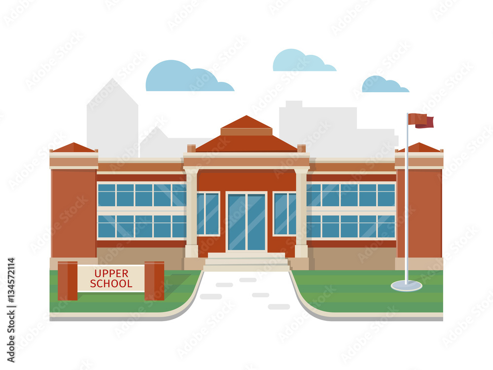 Best School Building Vector in Flat Style Design Stock Vector | Adobe Stock