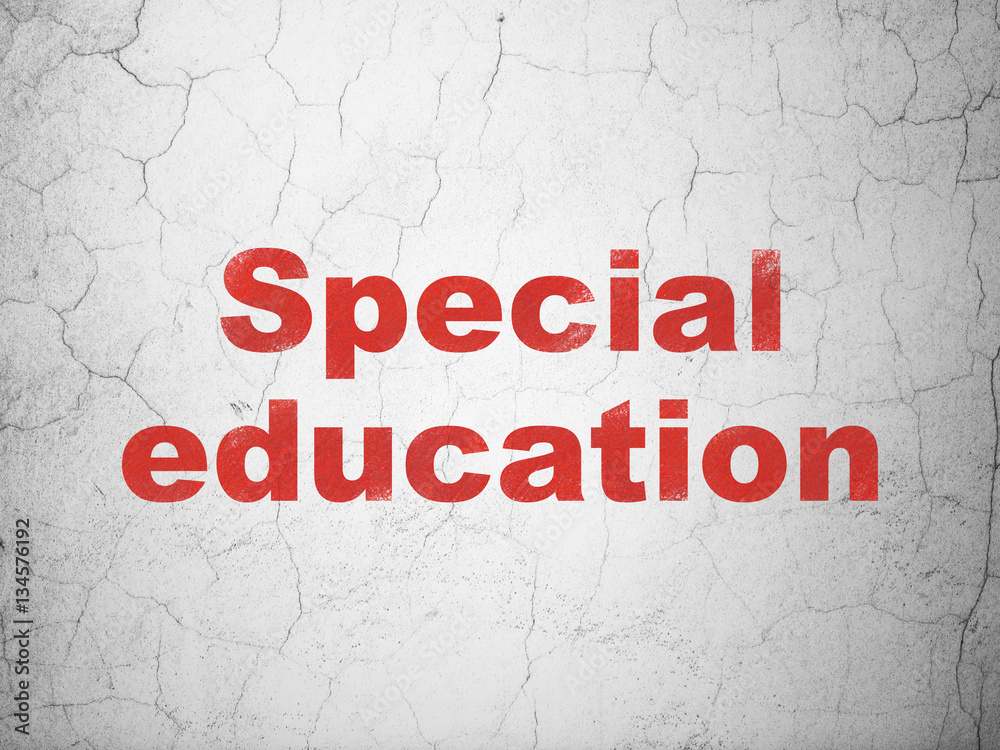 Studying concept: Special Education on wall background Stock ...