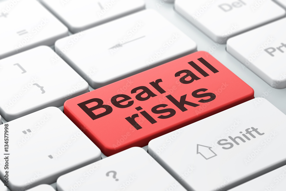 Insurance concept: Bear All Risks on computer keyboard background Stock ...