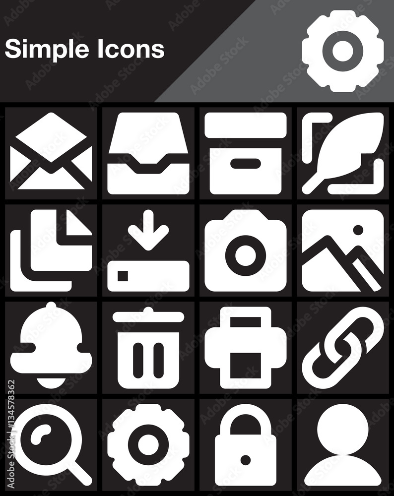 Simple universal vector icons set, modern solid symbol collection ...