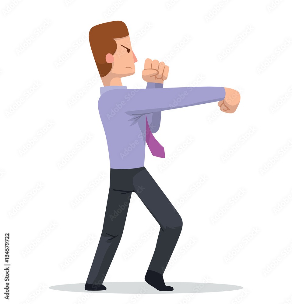 Vector cartoon image of a businessman with brown hair in black trousers ...