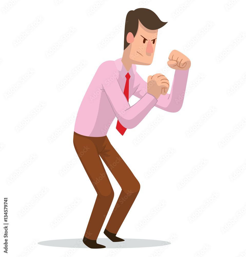 Vector cartoon image of a businessman with black hair in brown trousers ...