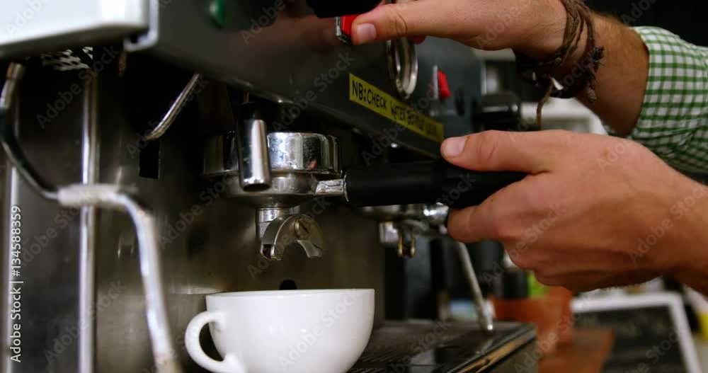 Waiter making cup of coffee in cafÃ© 4k Stock Video | Adobe Stock
