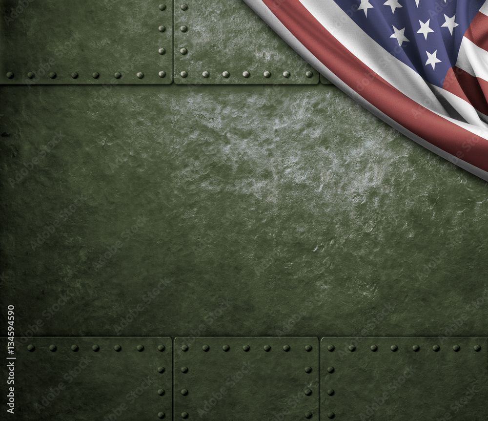 military green metal background with USA flag Stock Illustration ...