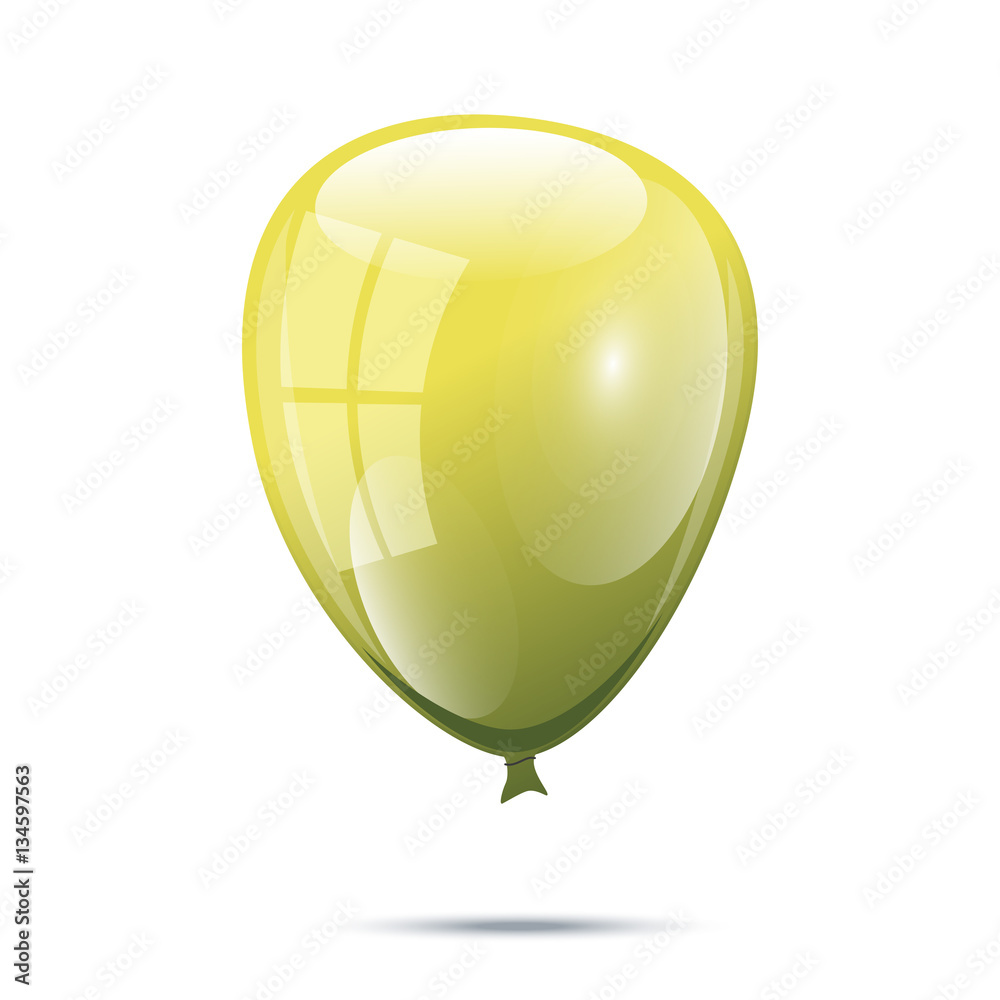 realistic yellow color vector balloon on white background Stock Vector ...