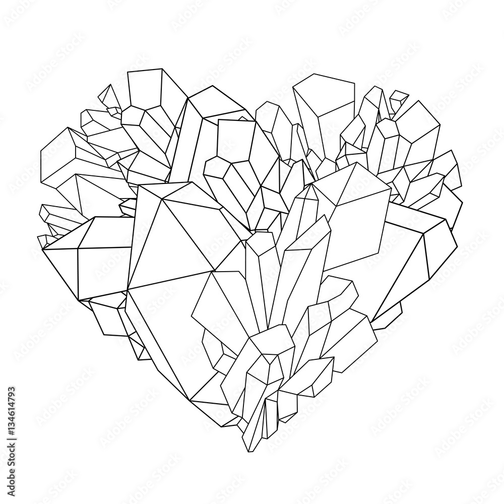 Graphic crystal heart Stock Vector | Adobe Stock