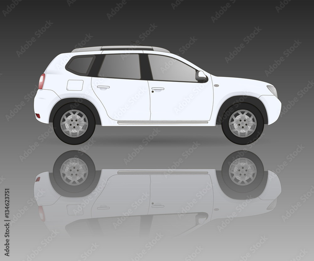 Realistic model car isolated on background. Detailed drawing. Vector ...
