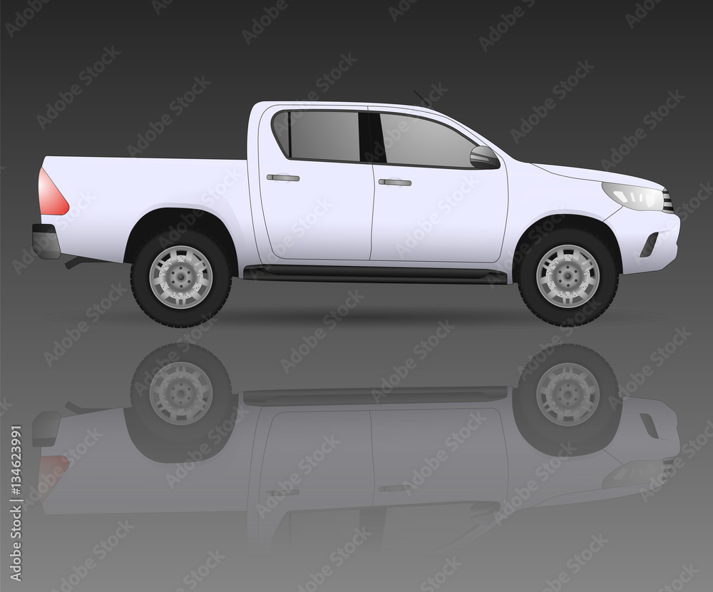 Realistic model car isolated on background. Detailed drawing. Vector ...