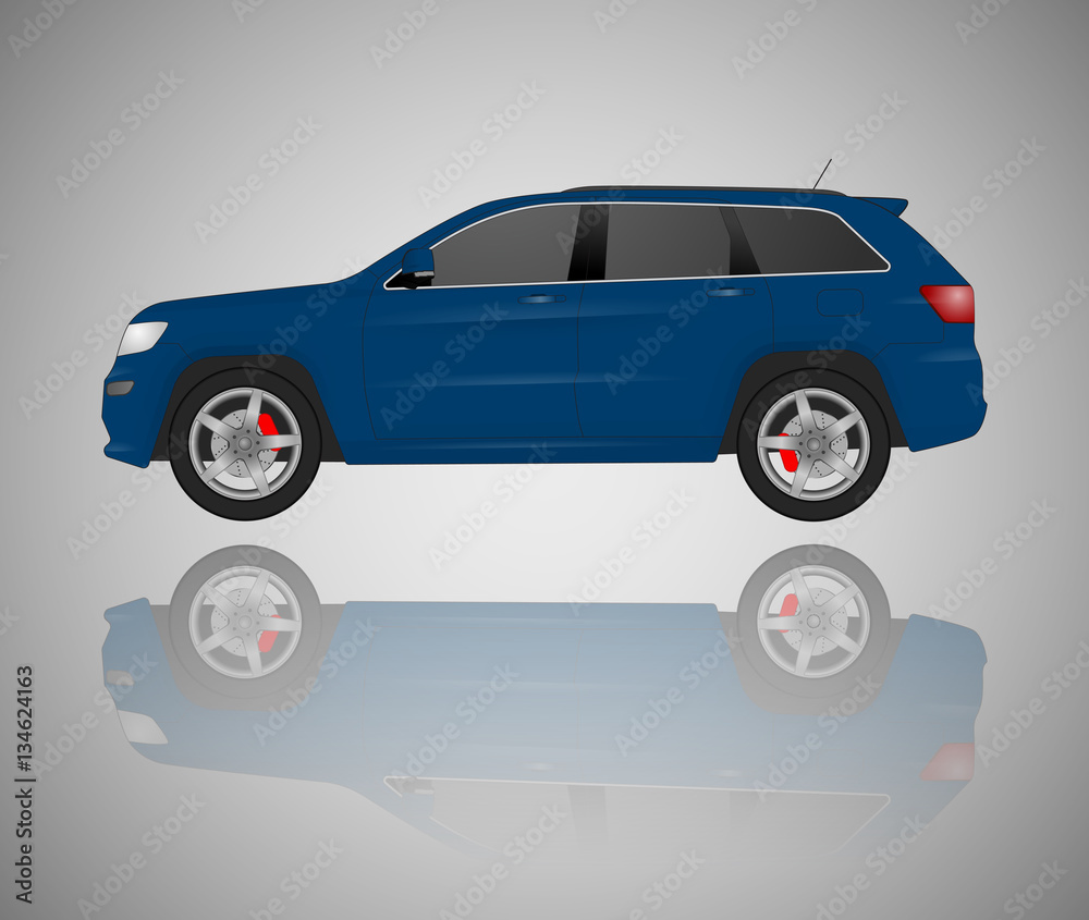 Realistic model car isolated on background. Detailed drawing. Vector ...