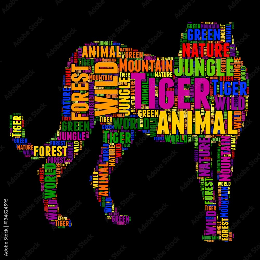 Tiger Typography word cloud colorful Vector illustration Stock Vector ...