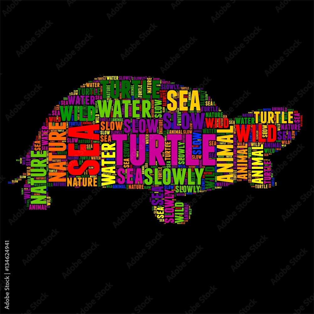 turtle Typography word cloud colorful Vector illustration Stock Vector ...