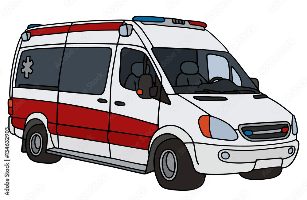 Hand drawing of an ambulance Stock Vector | Adobe Stock