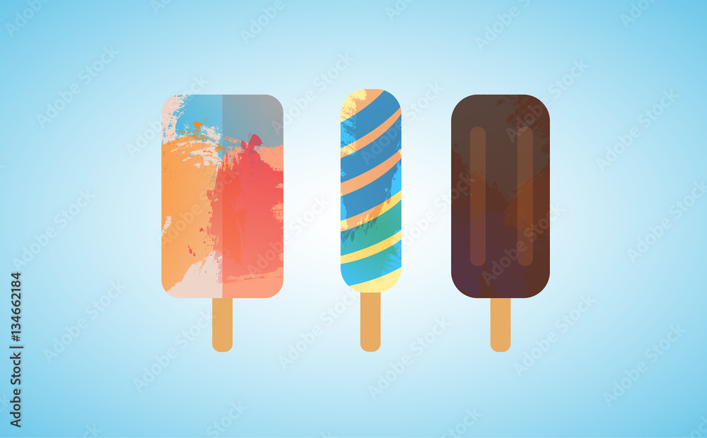 Watercolor ice cream, background, ice lolly Stock Vector | Adobe Stock